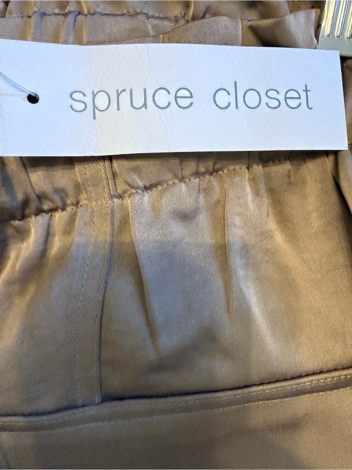 Spruce Closet Olive Bronze Satin Paperbag Waist Trousers NWT Large ...