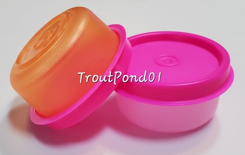 Tupperware Smidgets Mini Tiny Bowl Containers 1oz Sheer Orange Neon ...