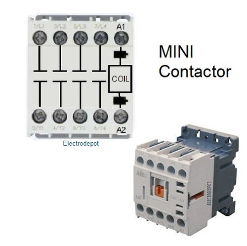 4 Pole Mini Contactor 20AMP Coil 120VAC, 12A 600V DIN 20A Lighting ...