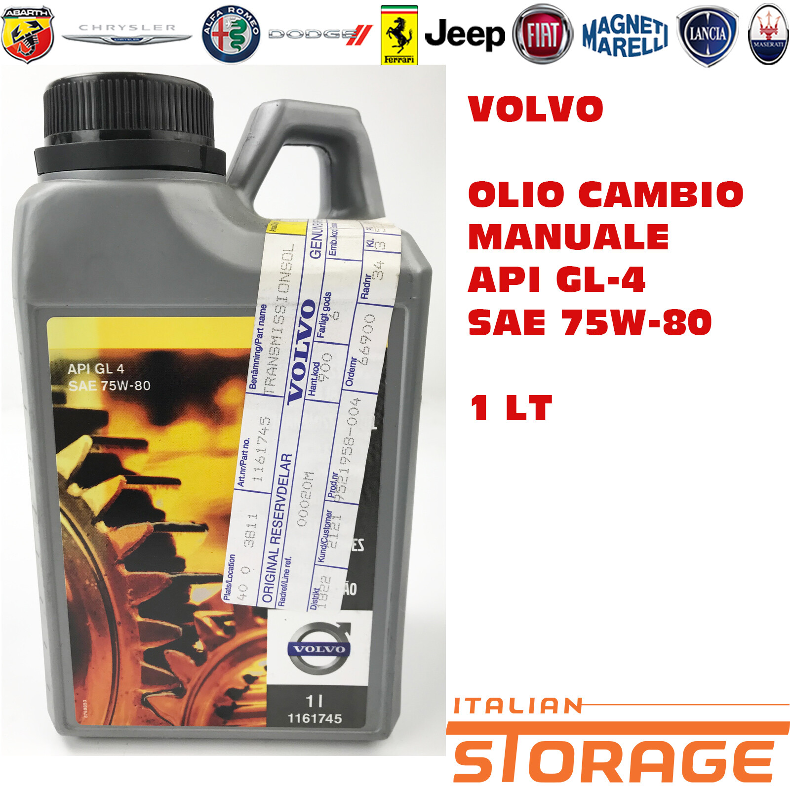 Volvo Manual Transmission Oil API GL-4 SAE 75W-80 1 L 1161745 | eBay