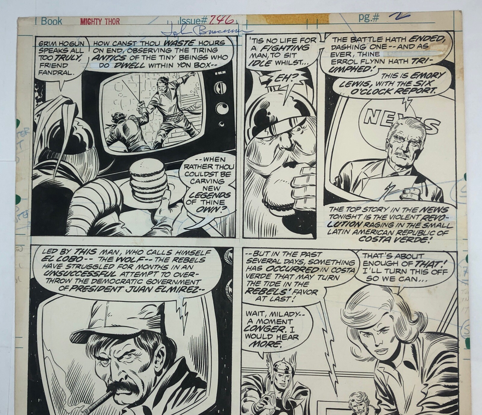 Marvel Comics Thor #246 p. 2 Original Art John Buscema Joe Sinnott 1976 ...