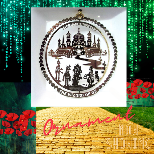 Emerald City Ornament Brass Wizard of Oz Movie Scene Dorothy Toto Lion ...