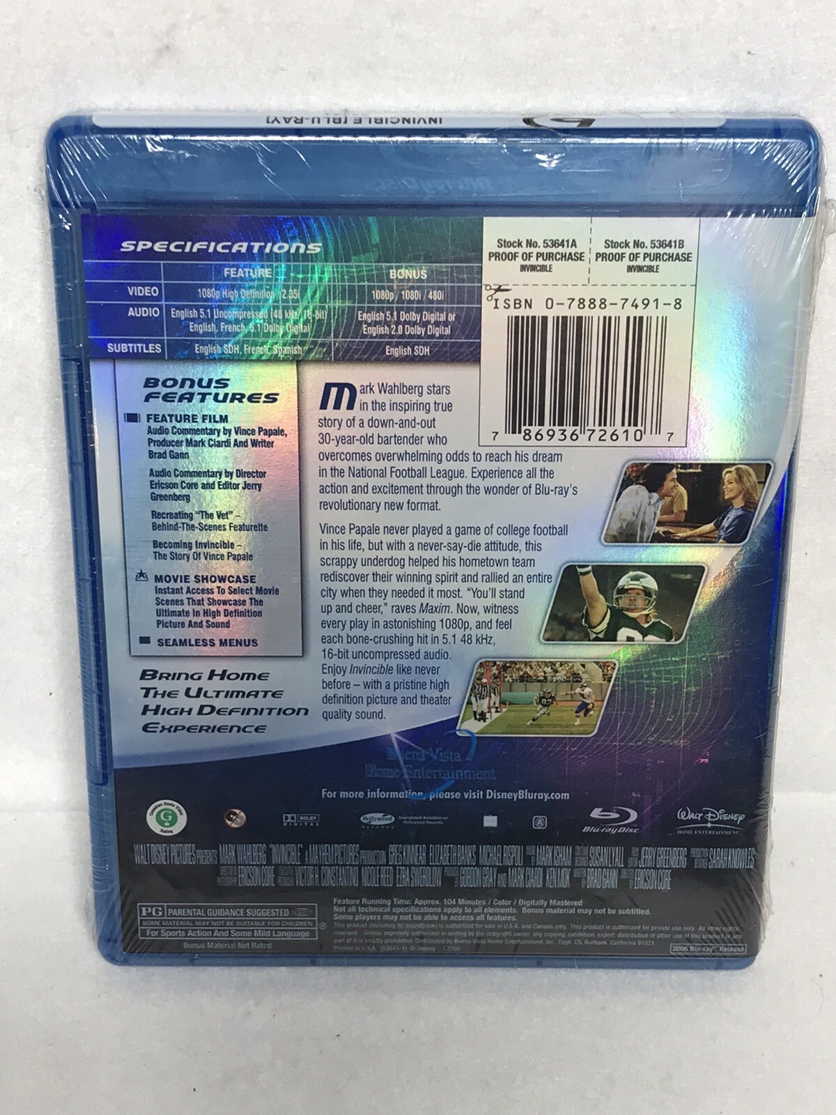 New Walt Disney Invincible Blu-ray Mark Wahlberg Factory Sealed 2006 | eBay