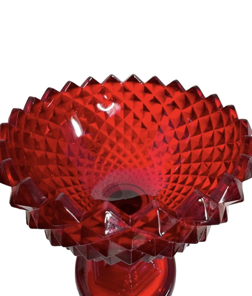 HTF Vintage MCM Westmoreland Ruby Red Glass Sawtooth Covered Candy Dish ...
