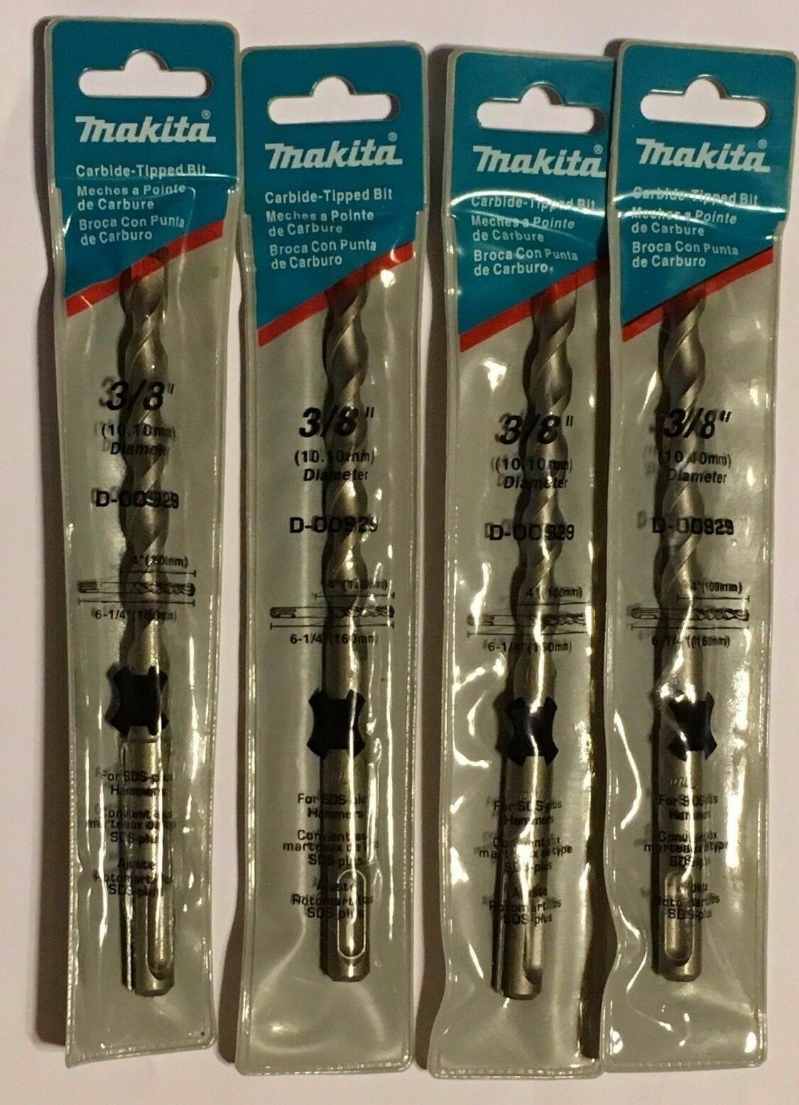 Makita D-00929 3/8" x 4" x 6-1/4" Carbide SDS Plus Masonry Drill Bit ...