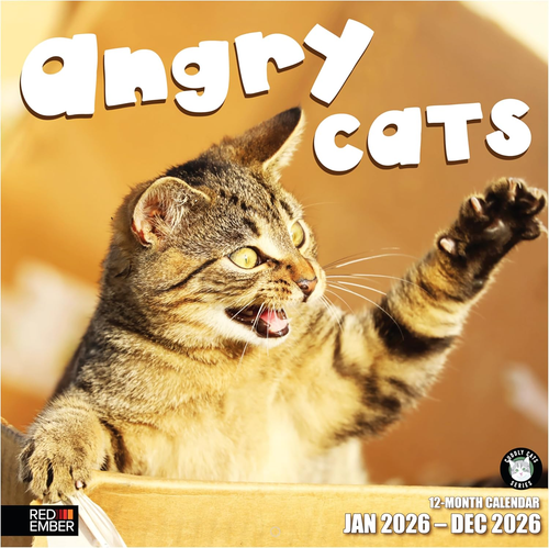 Angry Cats 2026 Wall Calendar 12 Month | 12" x 24" Open | Thick ...