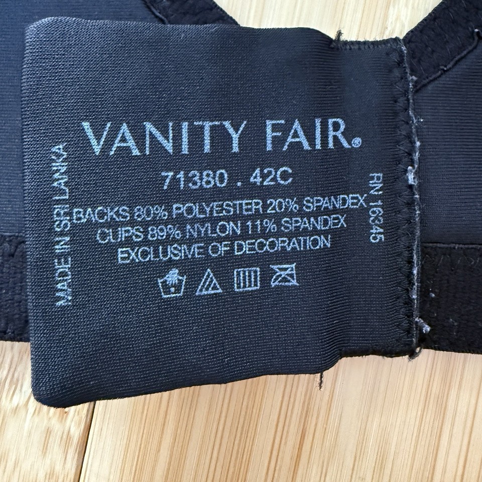 Vanity Fair Full Figure Beauty Back Smoother Wireless Bra 71380 Black ...