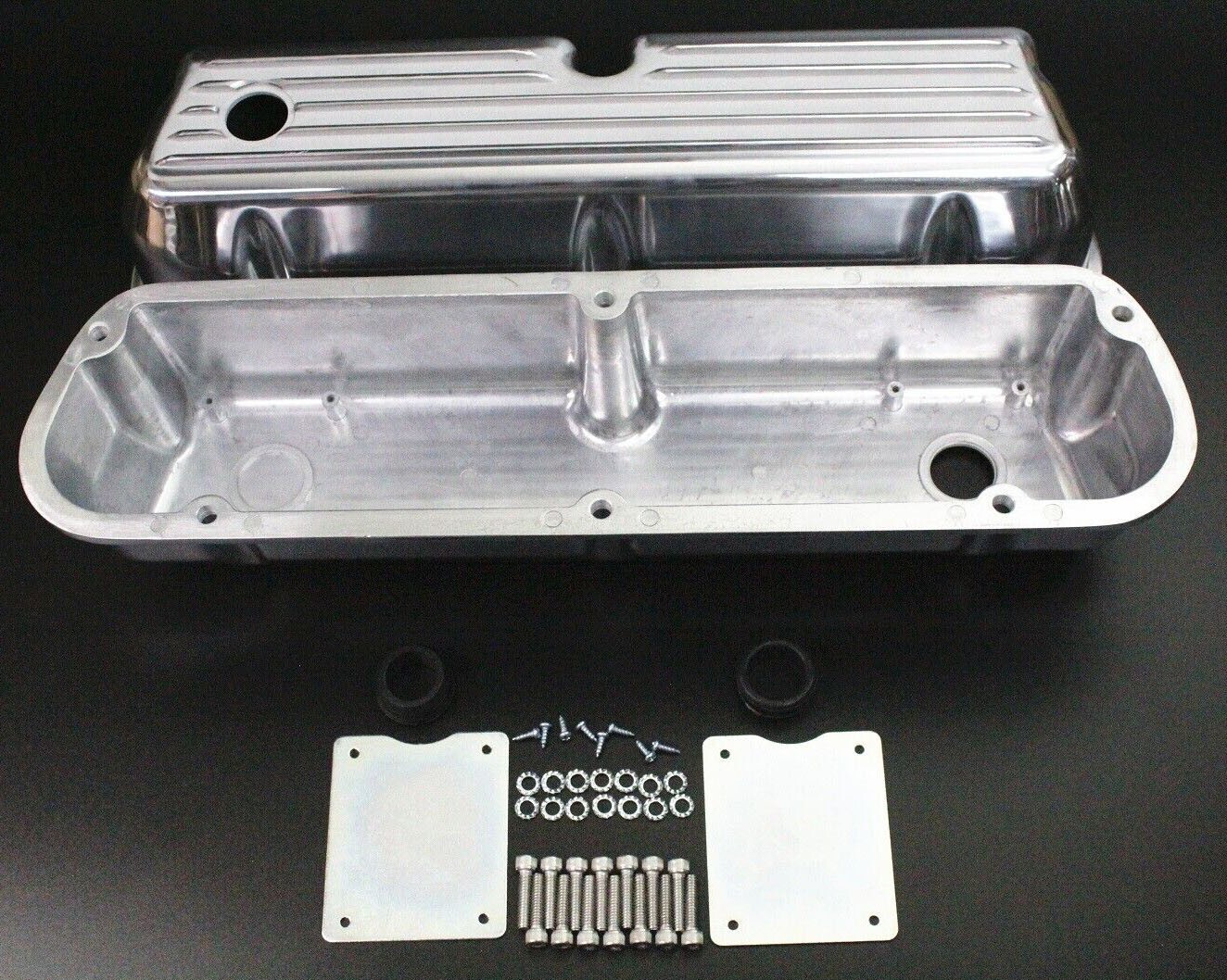Ford 289 302 351W SBF Finned Polished Aluminum Valve Covers and Air ...