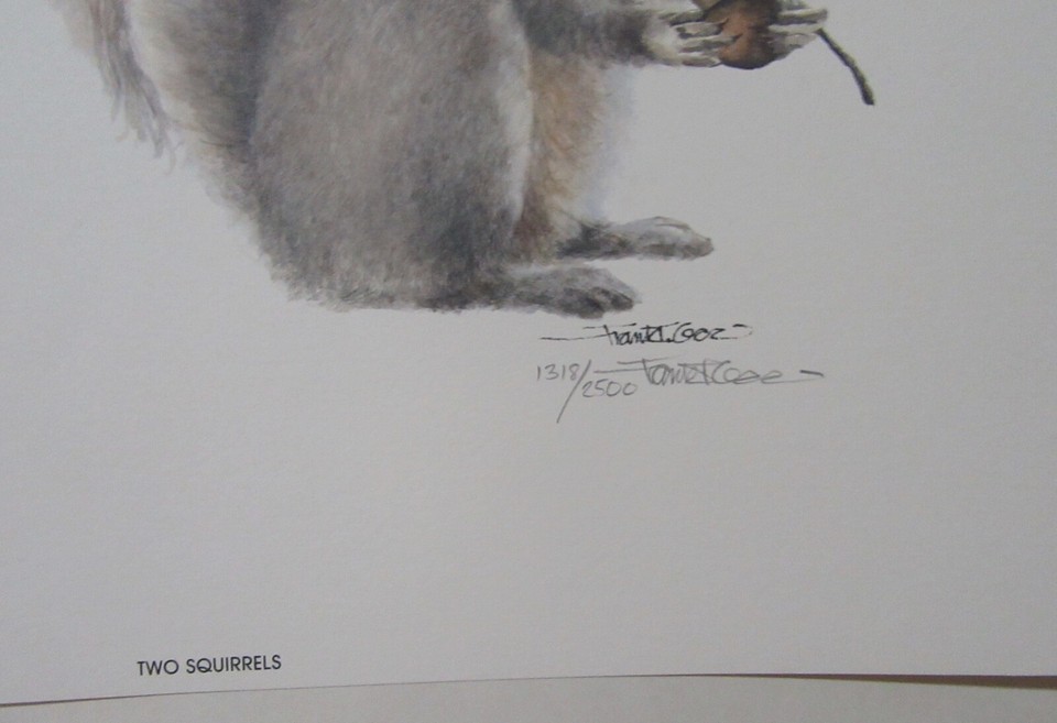 Frank T. Gee " Two Squirrels" Limited Edition Print Signed 1318/2500 ...