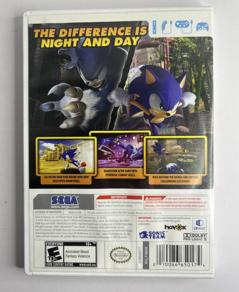 Sonic Unleashed Nintendo Wii Complete With Manual CIB Tested ...