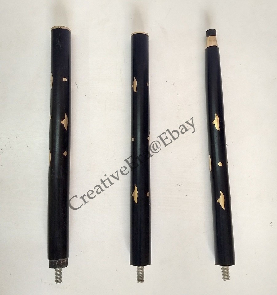 Victorian Wolf Handle Antique Walking Stick Black Wooden Brass Inlaid ...