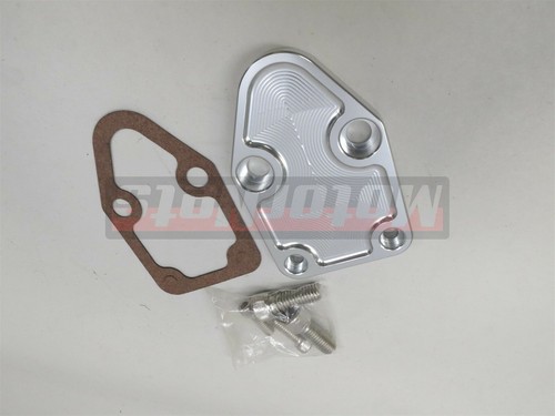 SBC Chevy CNC Aluminum Fuel Pump Block Off Plate Gasket 283 327 350 383 ...