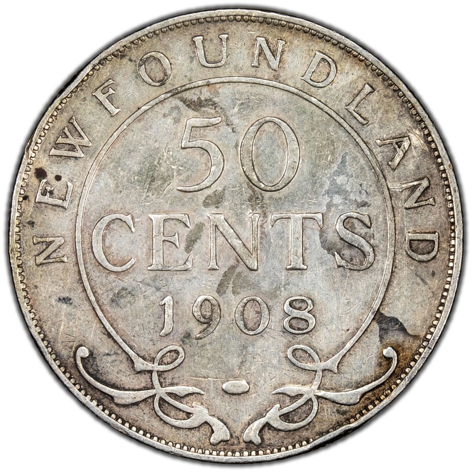 Newfoundland 1908 50 Cents Half Dollar Silver Coin - Harshly Cleaned | eBay