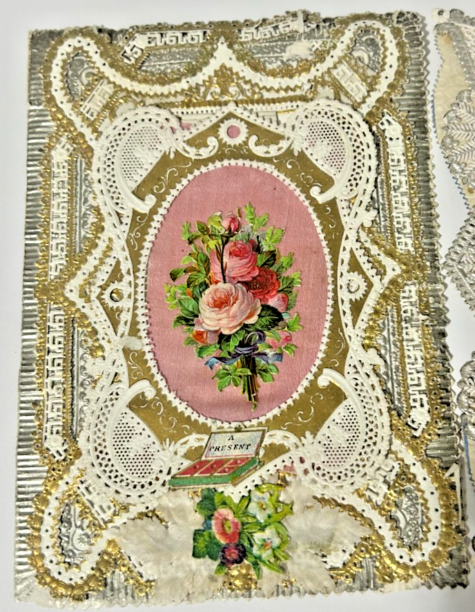 Victorian Paper Lace Gold Embellishment Victorian Christmas Card x 2 ...