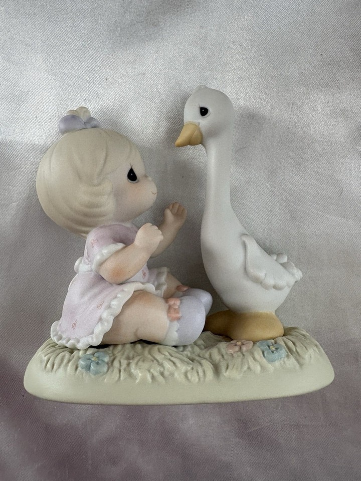 1996 Precious Moments Make A Joyful Noise Little Girl With Goose ...
