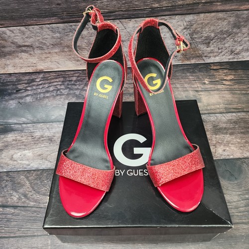 Guess Womens Heels Dark Red Texture Size 9m Open Toe gg Shantel3 | eBay