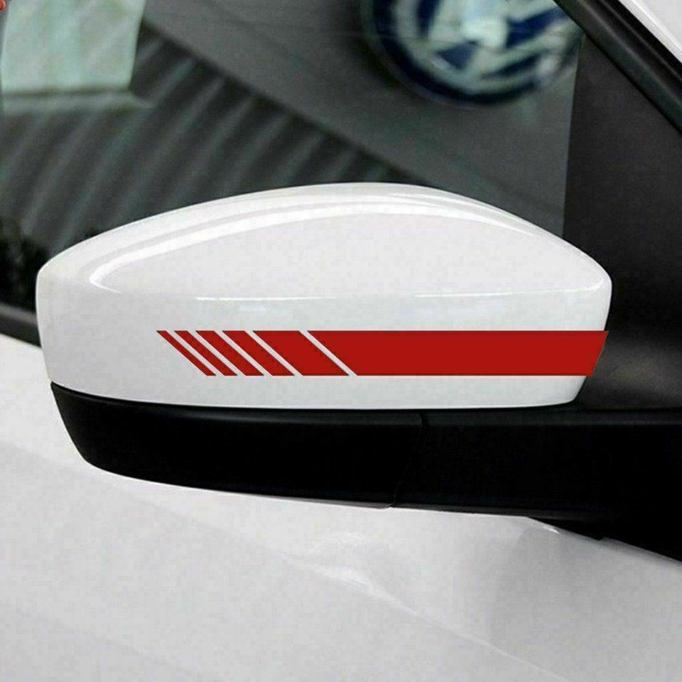 Red Racing Stripe Reflective Rearview Mirror Decor Sticker for Mercedes ...