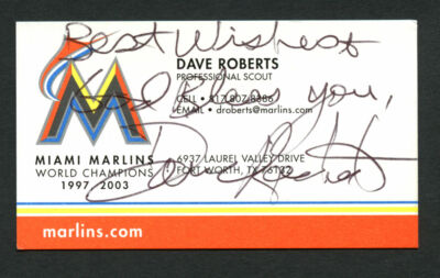Dave Roberts signed autograph auto Miami Marlins Pro Scout Business ...