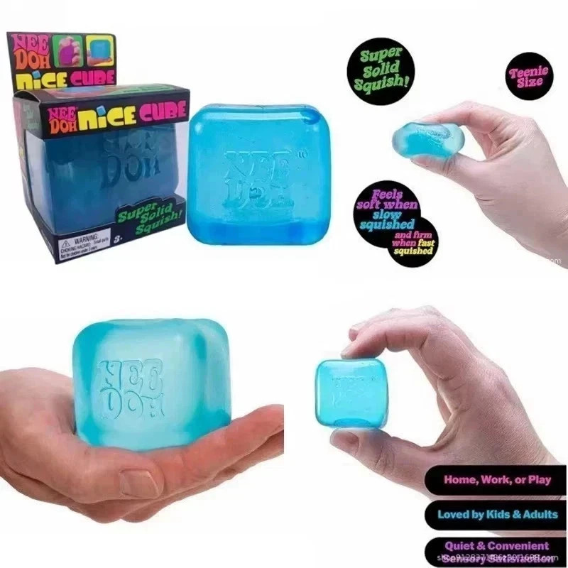 Nee Doh Nice Cubes Ice Cube Toy Fidget Super Solid Squish Blue | eBay