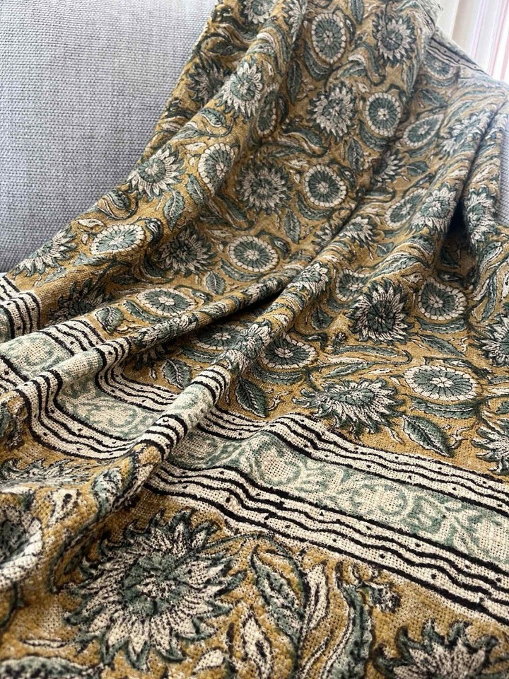 Handmade Indian Block Print Throw Blanket 100% Cotton 117cm x 160cm WXL ...