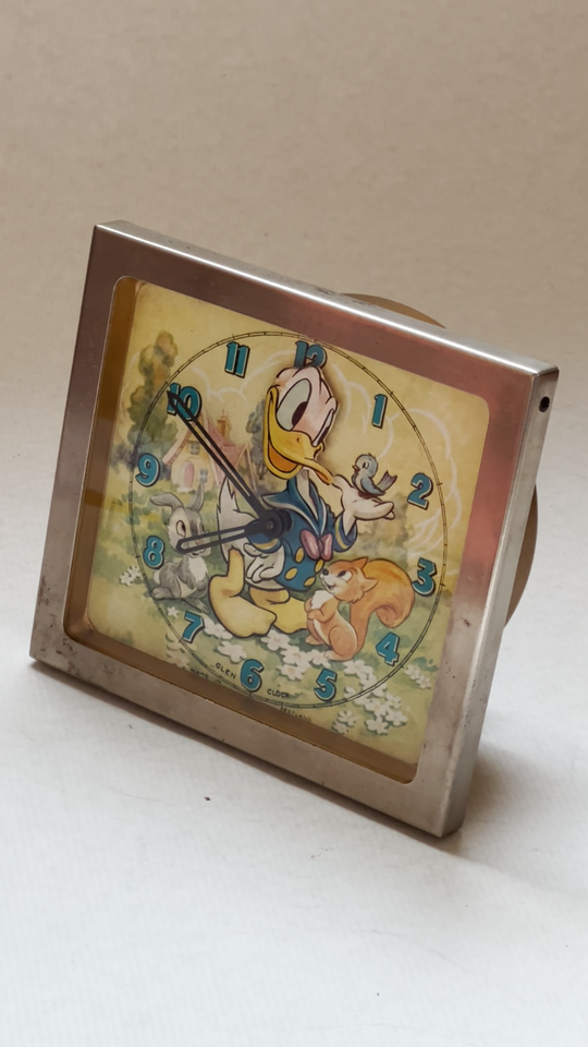 RARE 1950S DISNEY GLEN CLOCK SCOTLAND DONALD DUCK ANIMATED ALARM CLOCK ...