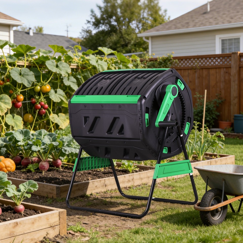 53 Gallon Compost Tumbler Dual Rotating Outdoor Garden Large Compost ...
