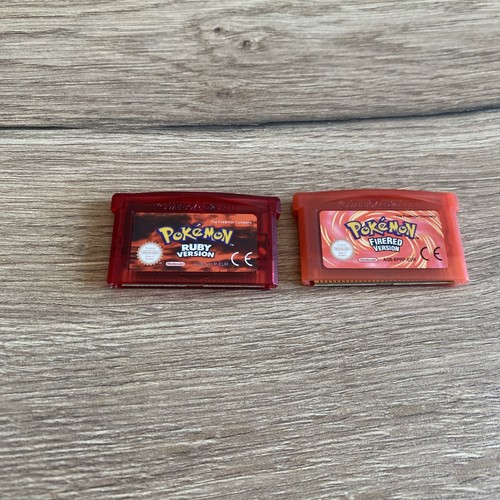 Pokémon Ruby Fire Red Gameboy Advance GBA Games Only 2x Cartridge ...