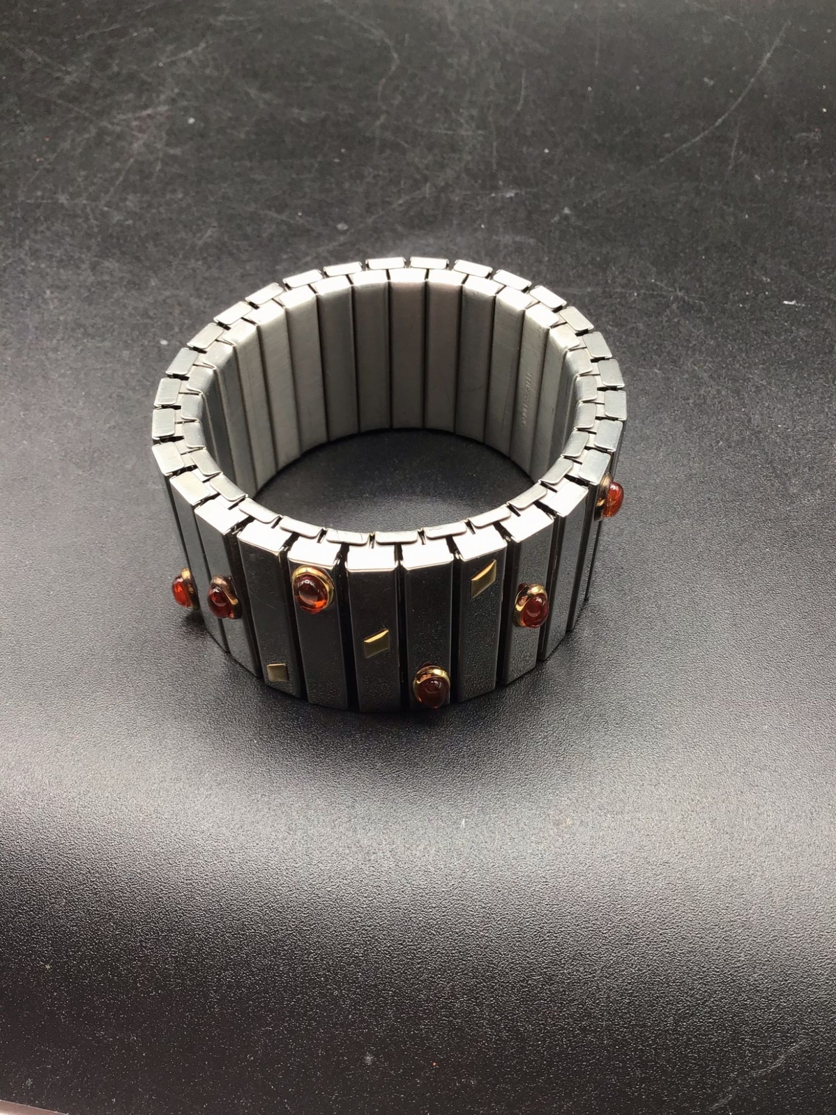 Stainless Steel 18k 750 Gold & Amber Expandable Brace… - Gem