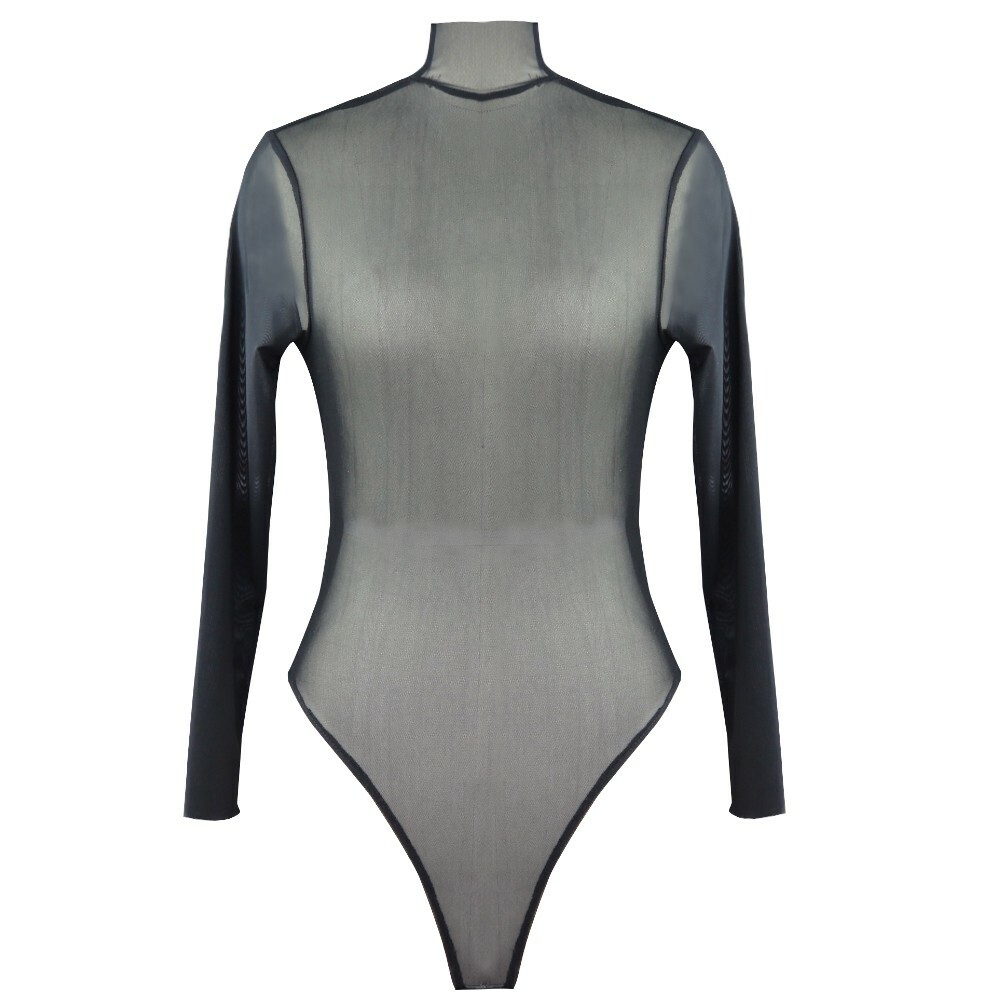 Women Sexy Sheer Mesh Leotard Lingerie See Through Bodysuit Jumpsuit