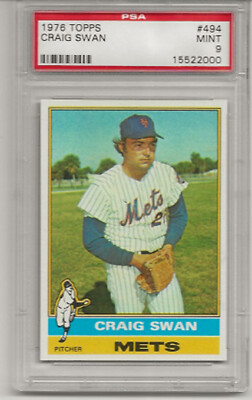 1976 TOPPS #494 CRAIG SWAN, PSA 9 MINT, NEW YORK METS, L@@K ! | eBay