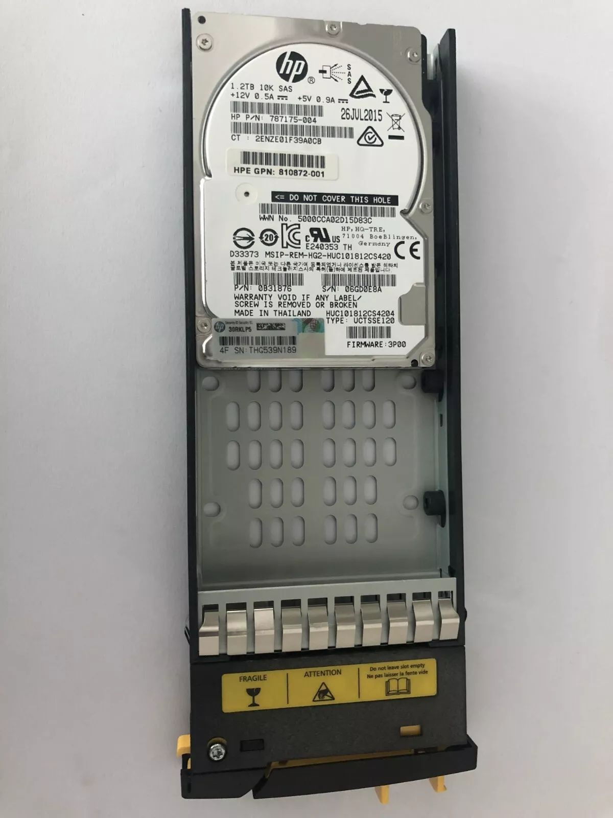 810759-001 K2P93B HPE 3PAR 8000 1.2TB+SW 10K 12Gb/s 2.5'' SFF HDD Hard ...