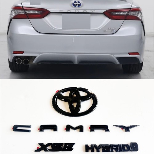 2018-2024 TOYOTA CAMRY XSE HYBRID GLOSS BLACK EMBLEM OVERLAY KIT PT948 ...