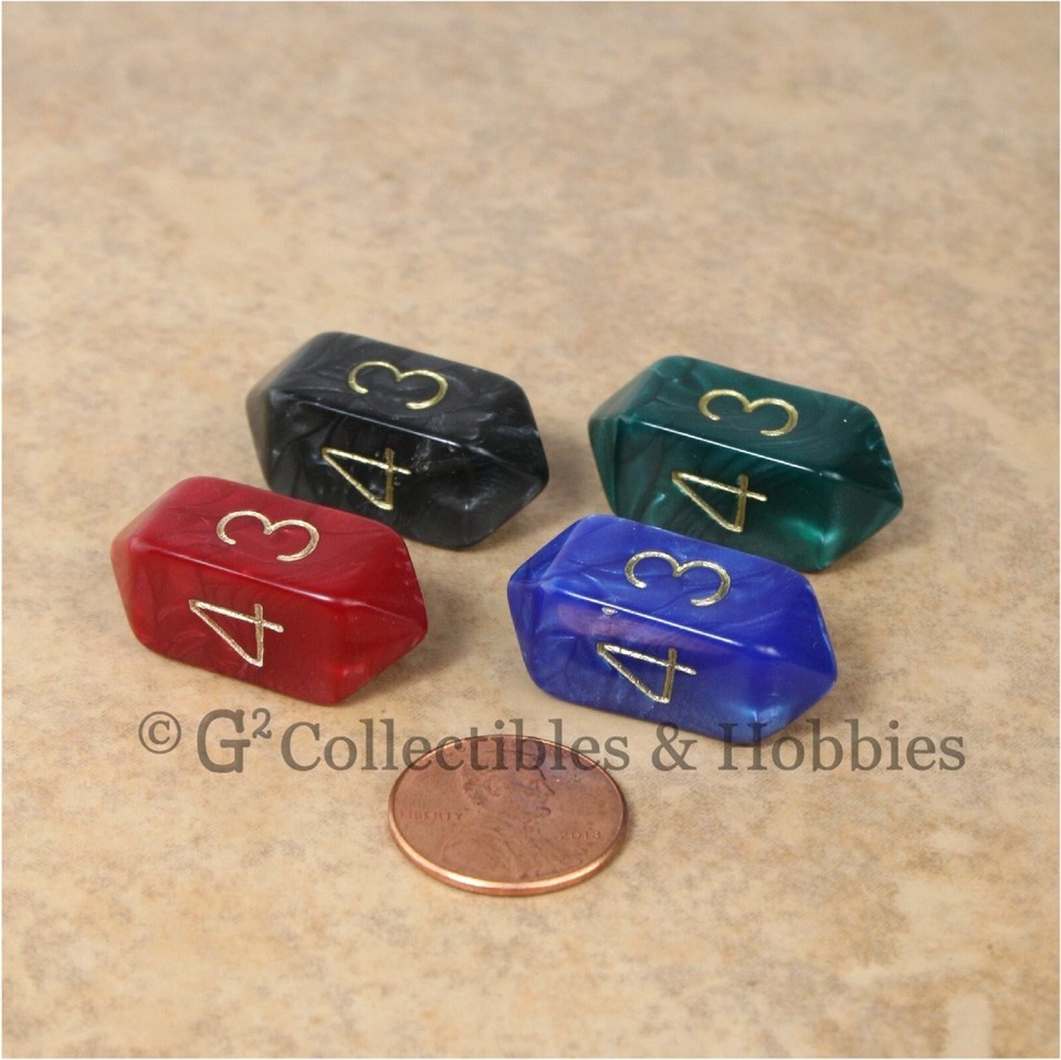 NEW 4 Crystal Caste D4 Pearl Dice Set D&D Game RPG Barrel Four Sided ...