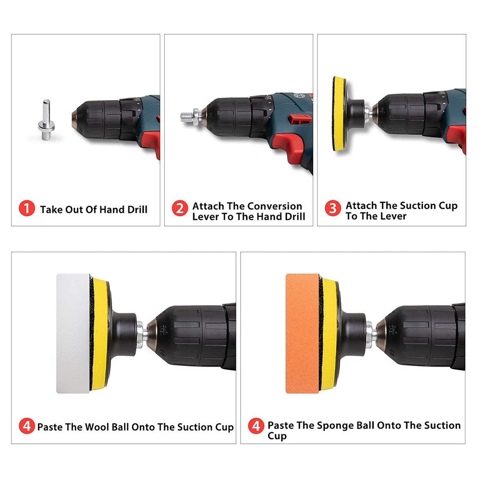 1X(24Pcs 3-in Polishing Pad Kit Sponge Buffing Pads for Car Foam Drill ...