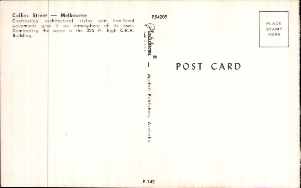 Melbourne Collins Street Postcard. Vintage 60s Old Tram Cars | eBay ...