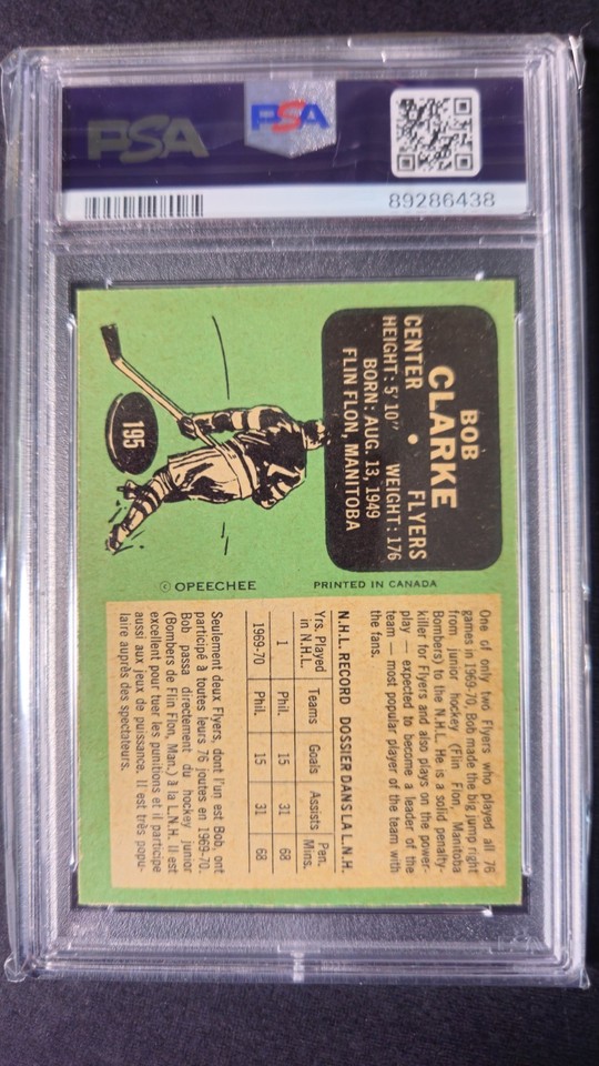 Bobby Bob Clarke Rookie rc O-PEE-CHEE opc 1970 #195 Philadelphia Flyers ...