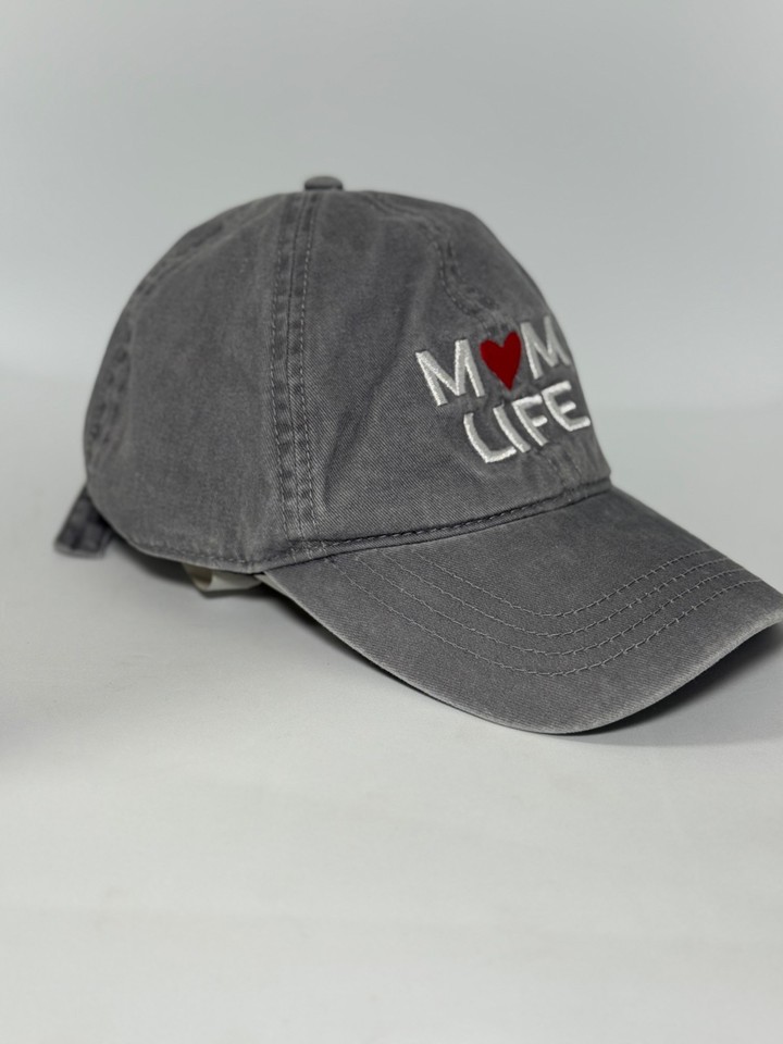 David & Young "Mom Life" Baseball Cap/ Gray/Adjustable Strap-Back/Red ...