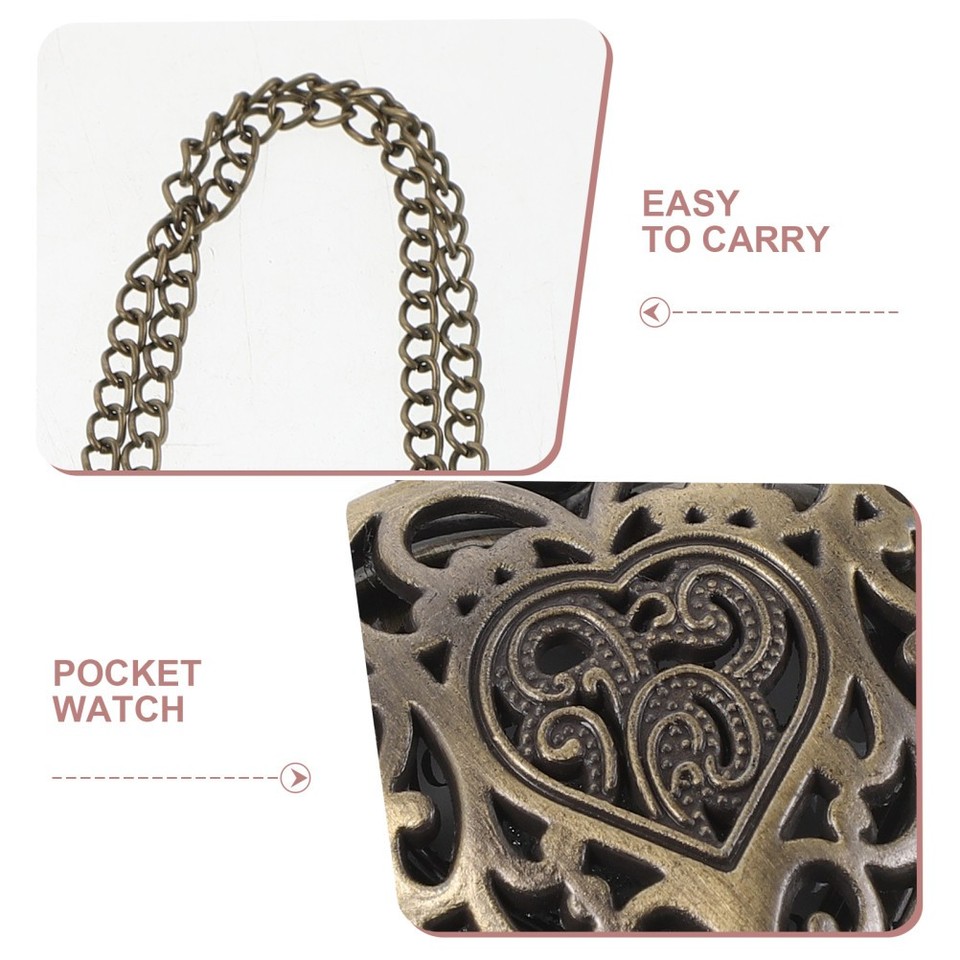 2pcs Pocket Watch With Chain: Heart-Shaped Pocket Watch With Chain ...