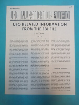 The UFO Investigator November 1977 NICAP UFO related information from ...