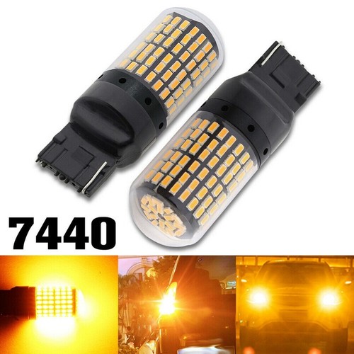 2X 7440 Canbus Super Bright Error LED Bulb T20 W21W 144 SMD Amber ...