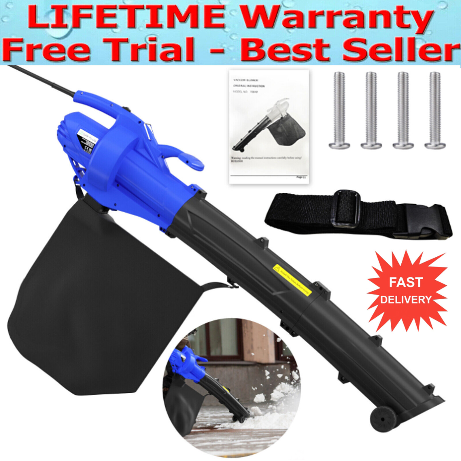 HEAVY DUTY 4000W ELECTRIC HOME GARDEN LEAF GRASS HEDGE BLOWER HOOVER ...