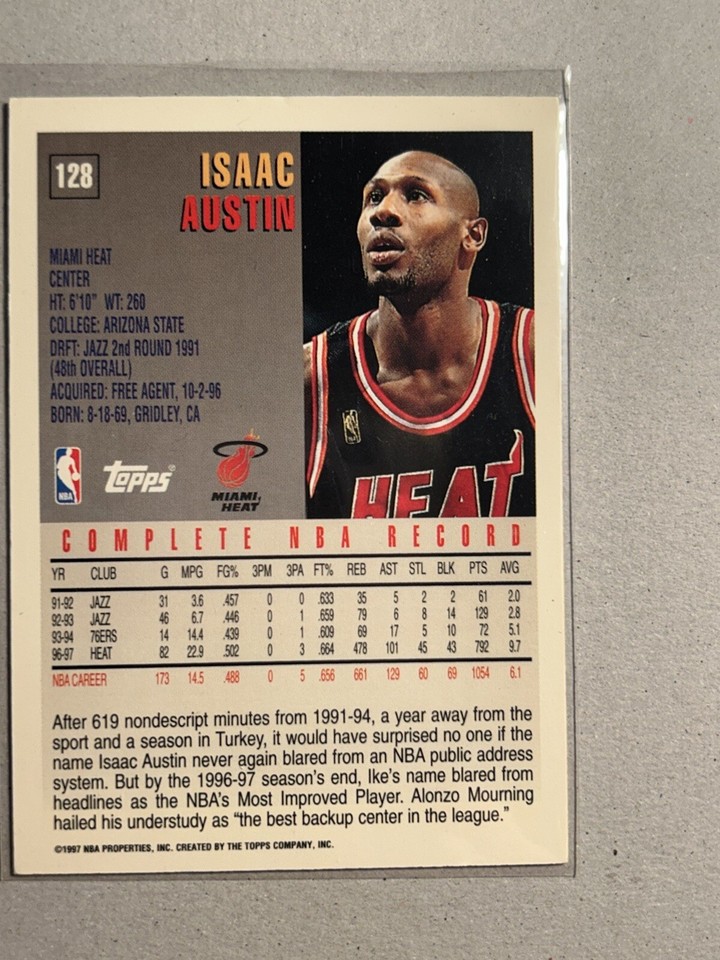 1997 NBA Properties-Topps #128 Isaac Austin Miami Heat - Center | eBay