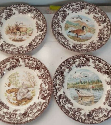 Spode Woodland Set Of 4 Dinner Plates- fall/winter theme inc elk | eBay