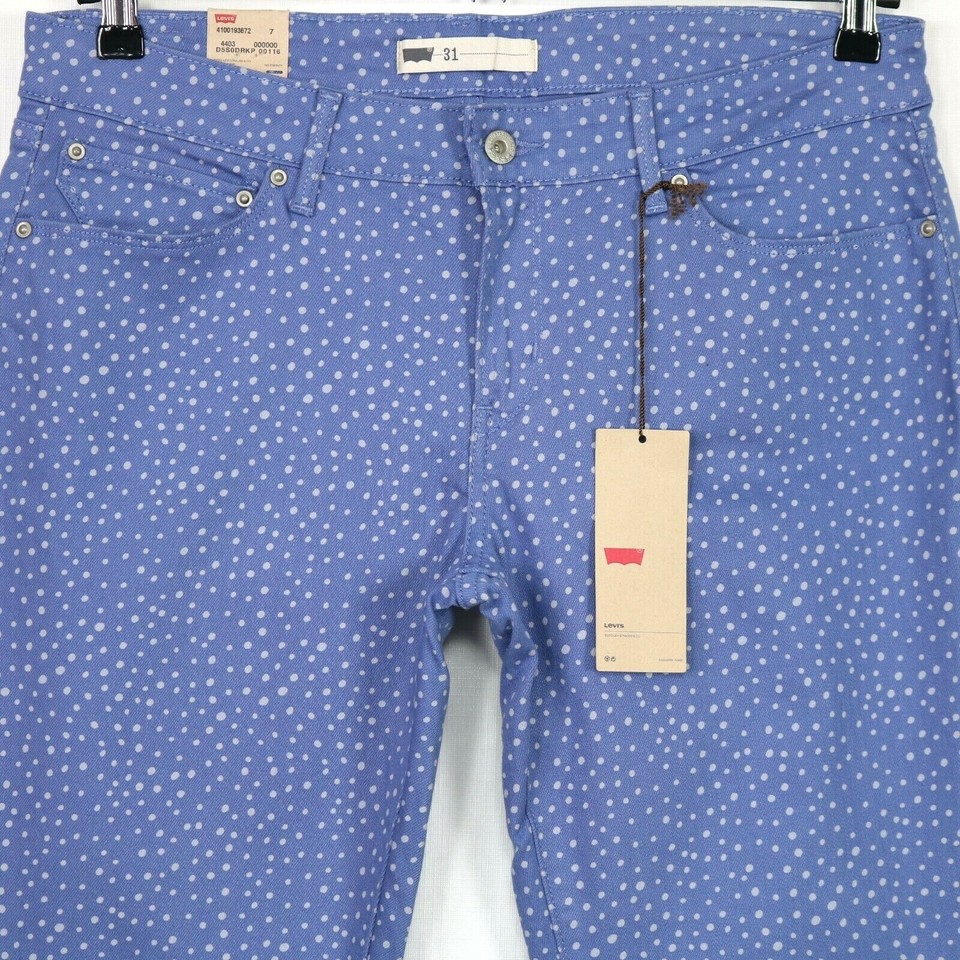 Levi's Demi Curve Womens Skinny Tapered Jeans Polka Dot Size 31 Stretch ...