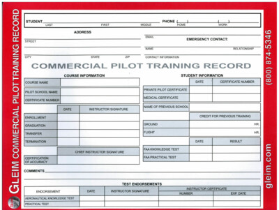 Gleim Commercial Pilot Training Record | eBay