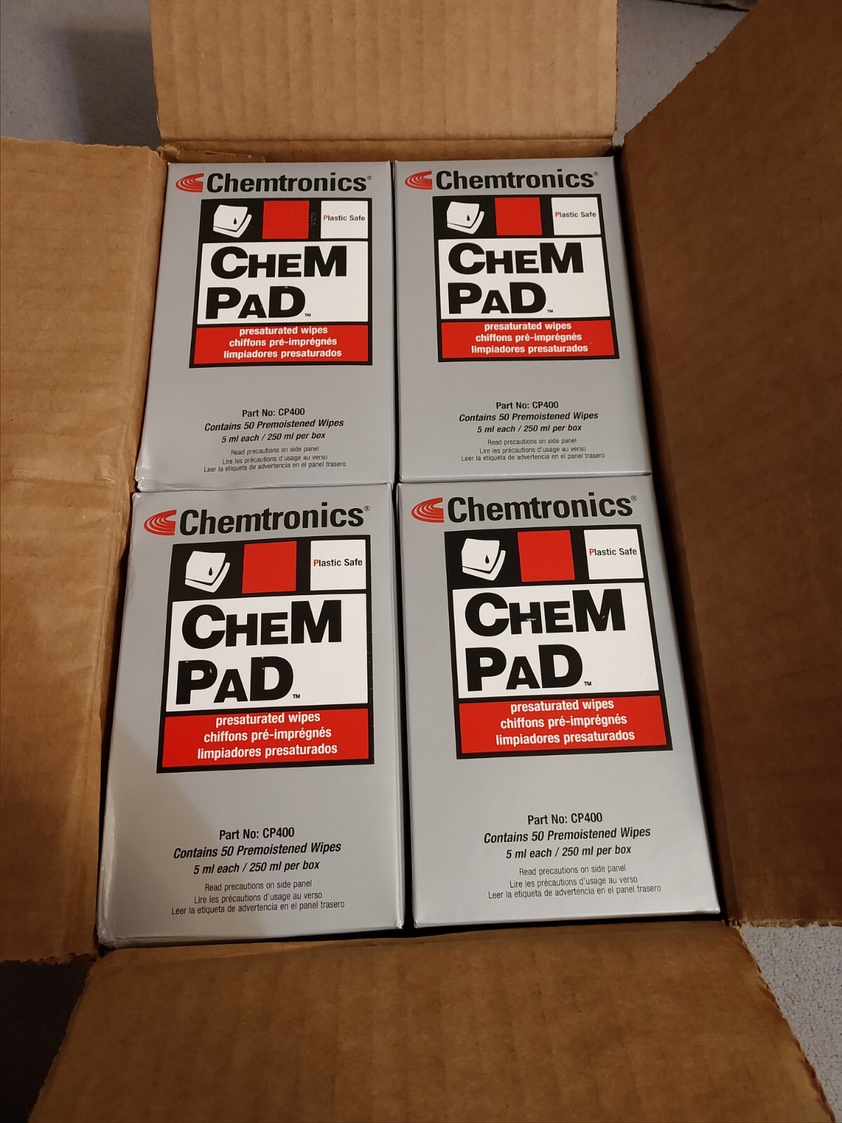 New Case 200 Chemtronics CP400 Chem Pad Premoistened Alcohol Wipes Pads ...