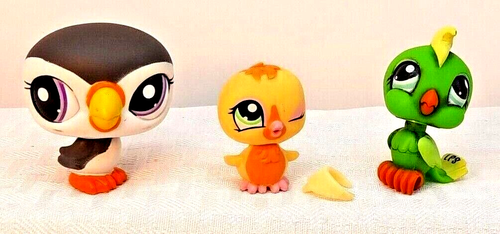Littlest Pet Shop LPS - 3 Birds - Puffin #1748 - Chick #1329 - Cockatoo ...