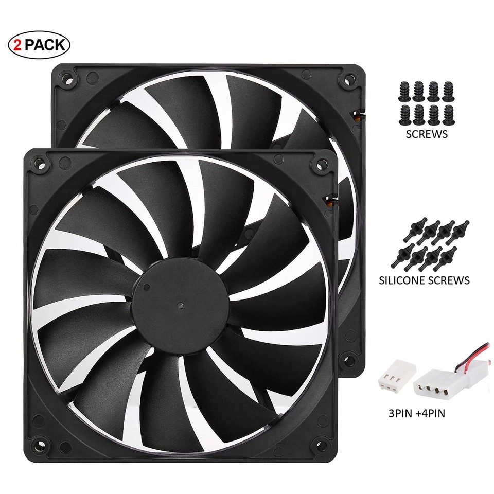 140mm Quiet PC Case Fans with 3pin 4pin & Molex Connector 1000RPM 2 ...