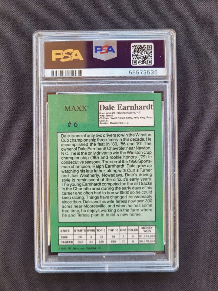 1989 Dale Earnhardt Maxx Crisco PSA 10 GEM MINT NASCAR Card #6 | eBay