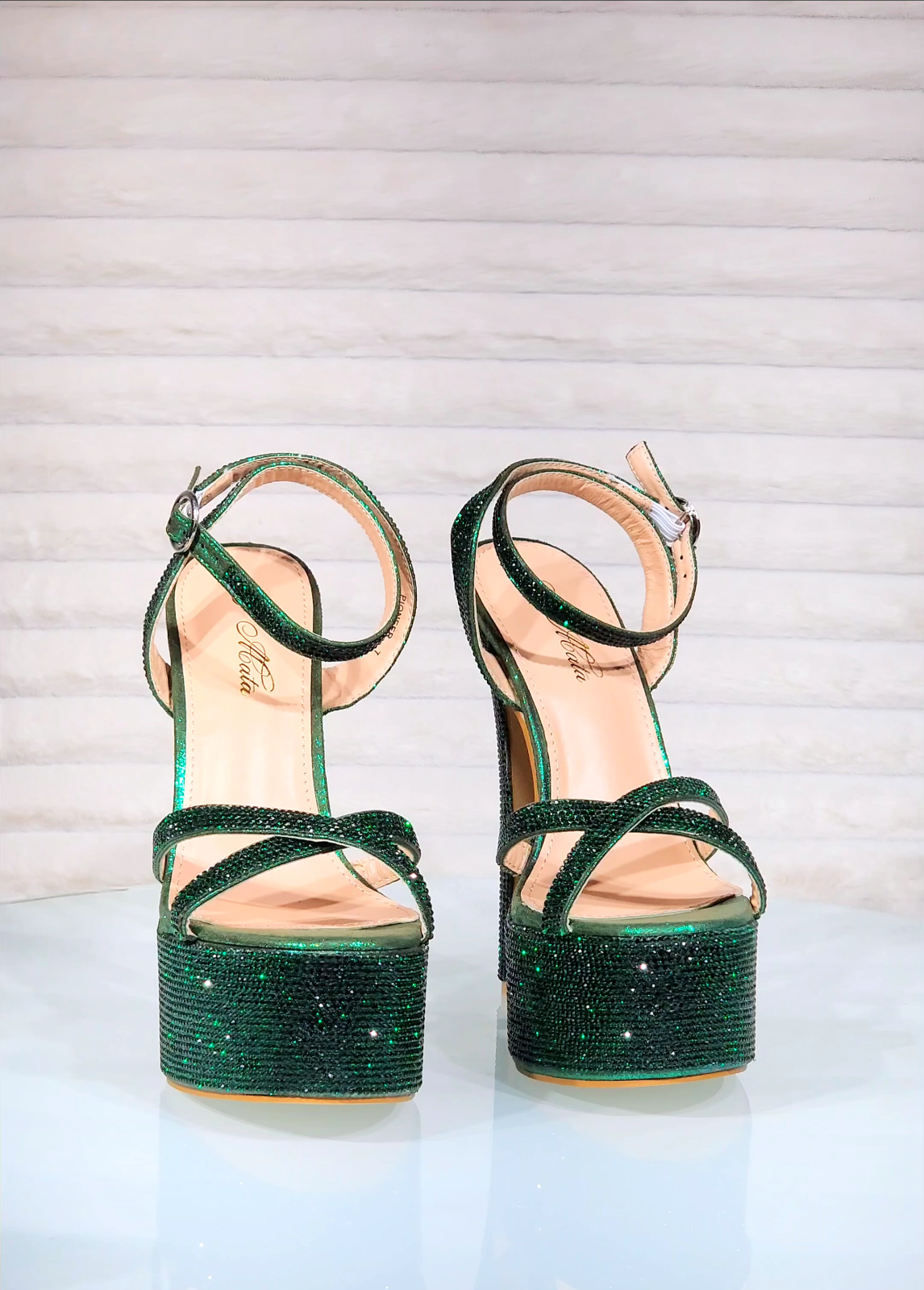 Bejeweled Pandora Emerald Green Sparkling Rhinestone Platform 6.5 ...